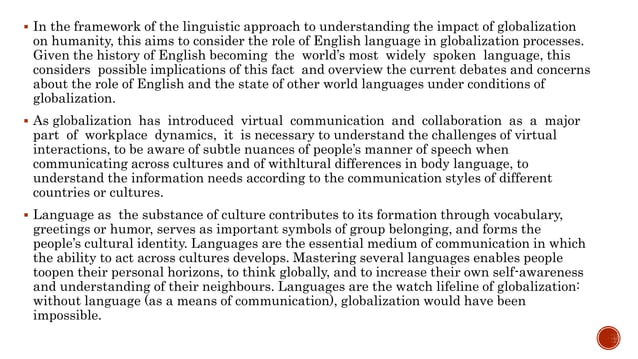 Sem 4 Paper15_Globalization and language | PPTX | Education