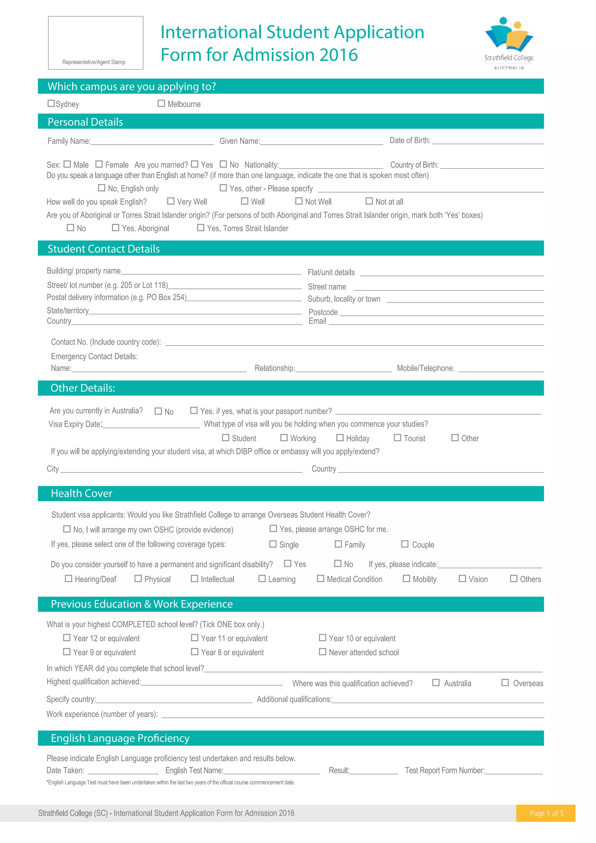 Strathfield college Sc 2016 application-form-email | PDF