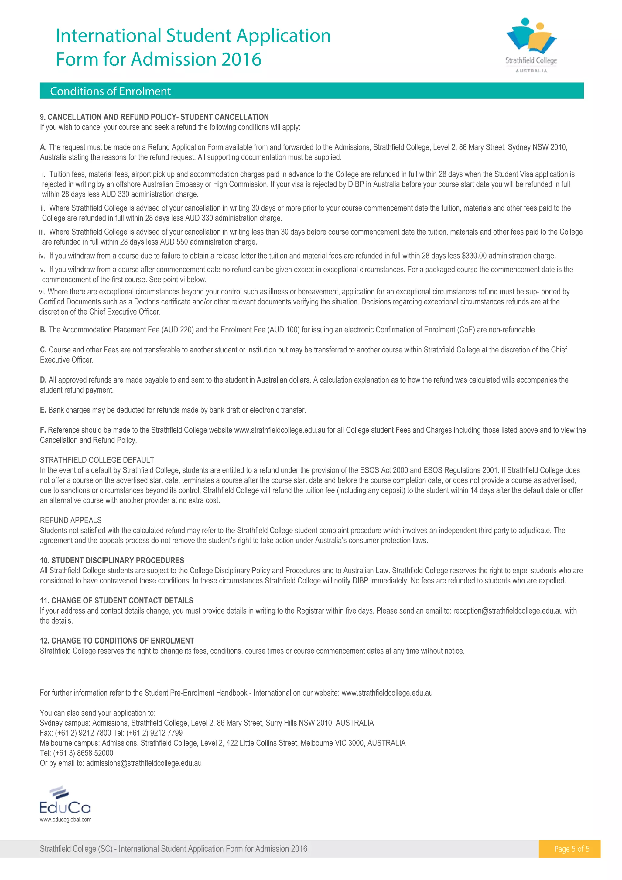 Strathfield college Sc 2016 application-form-email | PDF