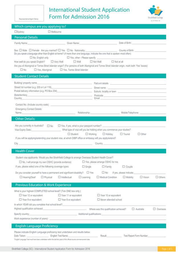 Strathfield college Sc 2016 application-form-email | PDF