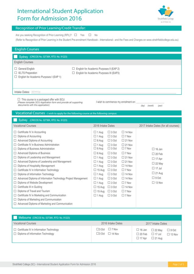 Strathfield college Sc 2016 application-form-email | PDF