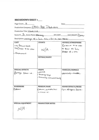 Shot Breakdown Sheet | PDF