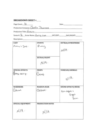 Shot Breakdown Sheet | PDF