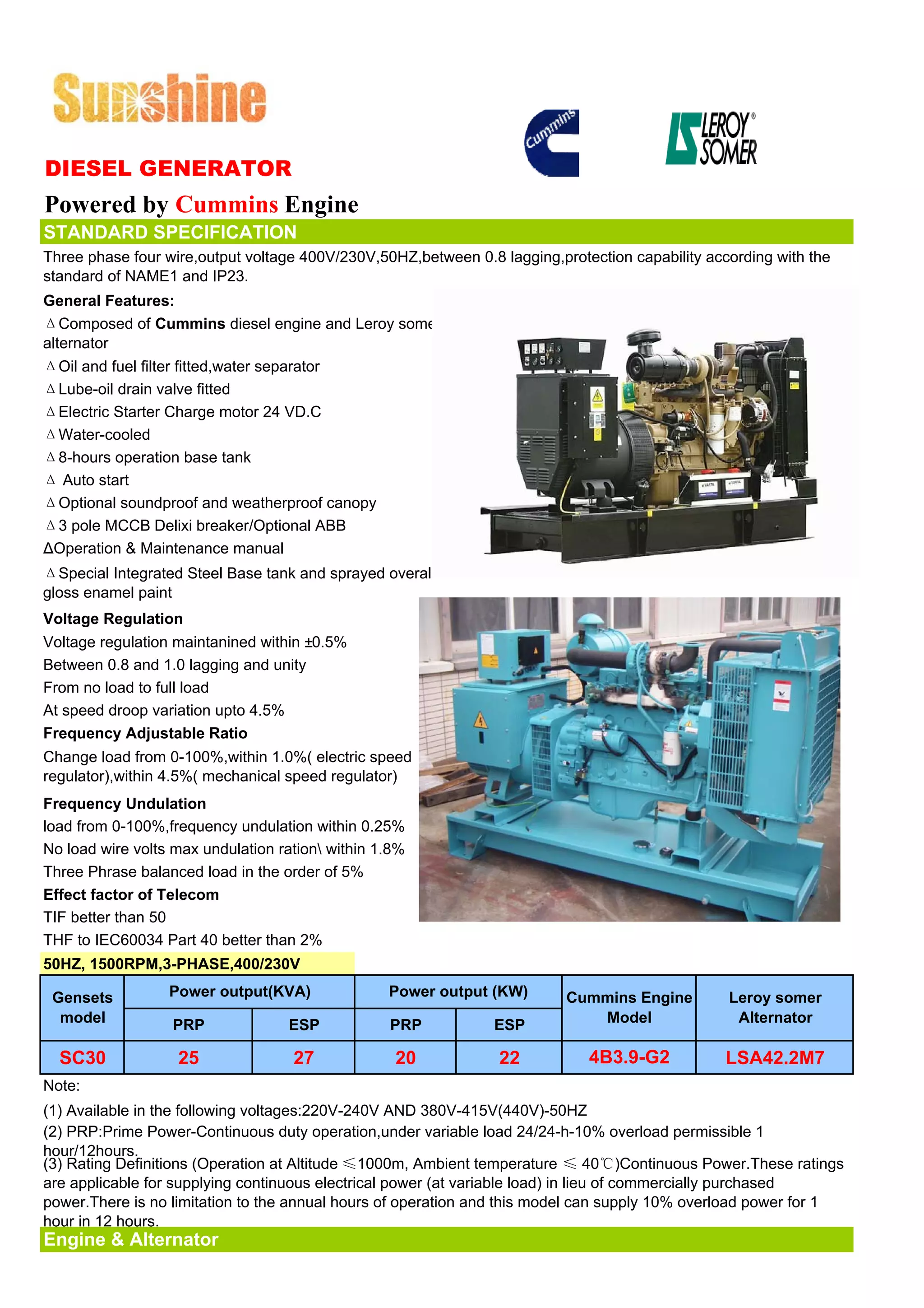 Sc30 cummins gensets | PDF