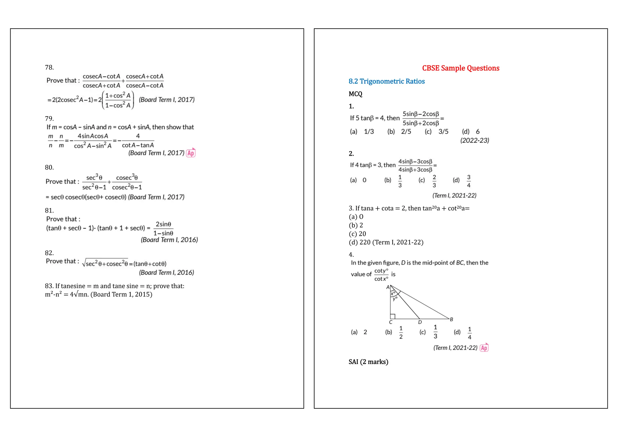 Trigonometry class 10th PYQ 2025 board exam.pdf