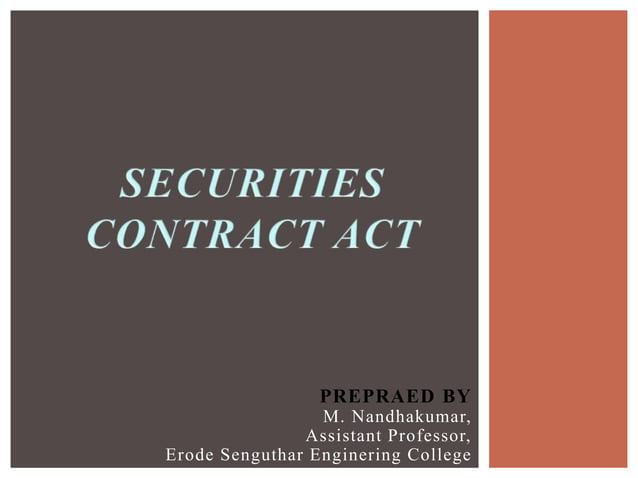 SCA - Security Contract Act | PPTX | Stocks and Bonds | Personal Investing