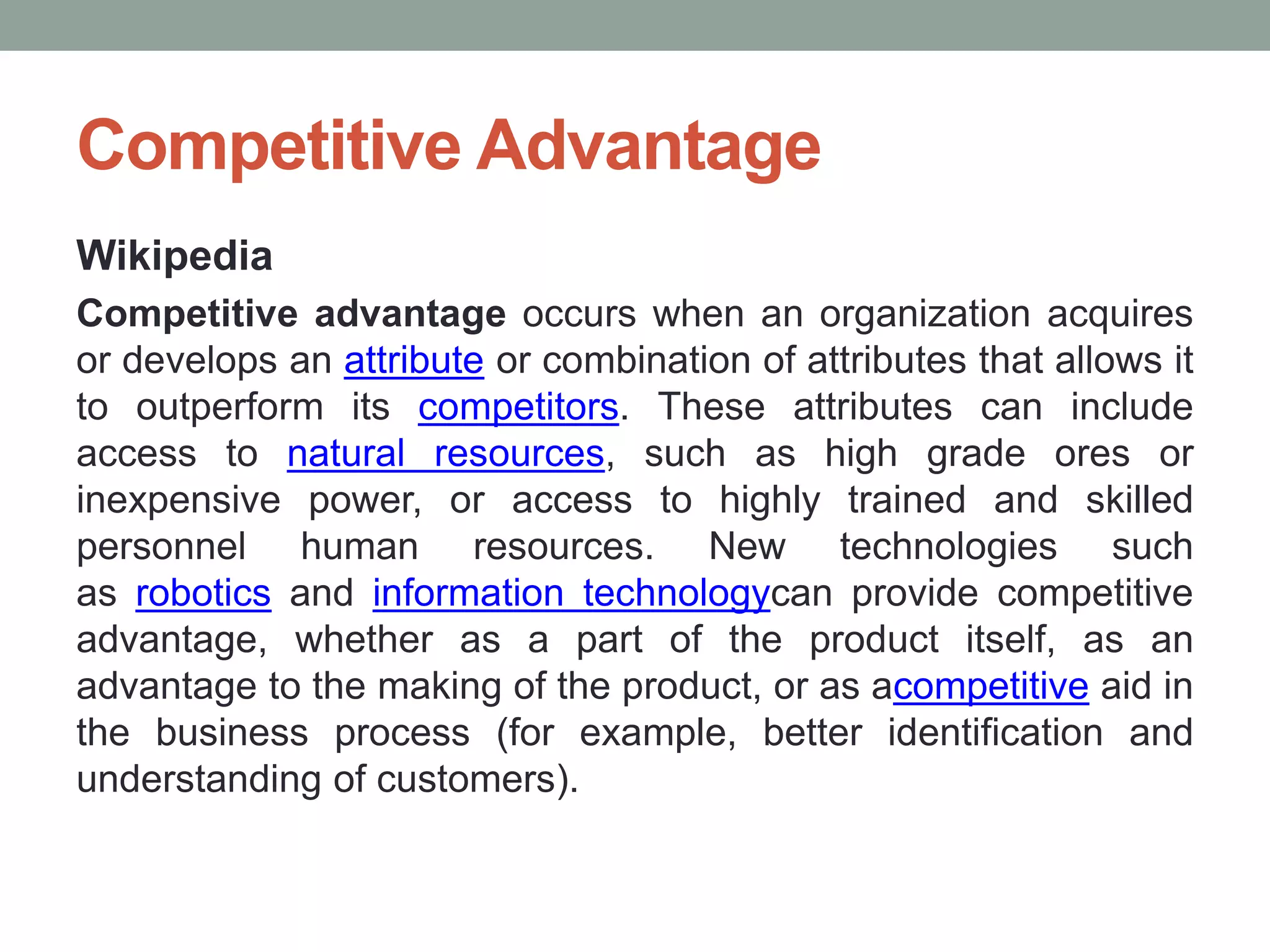 Sustainable Competitive Advantage | PPTX