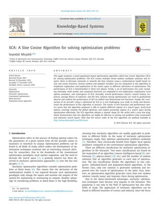 Sca a sine cosine algorithm for solving optimization problems | PDF