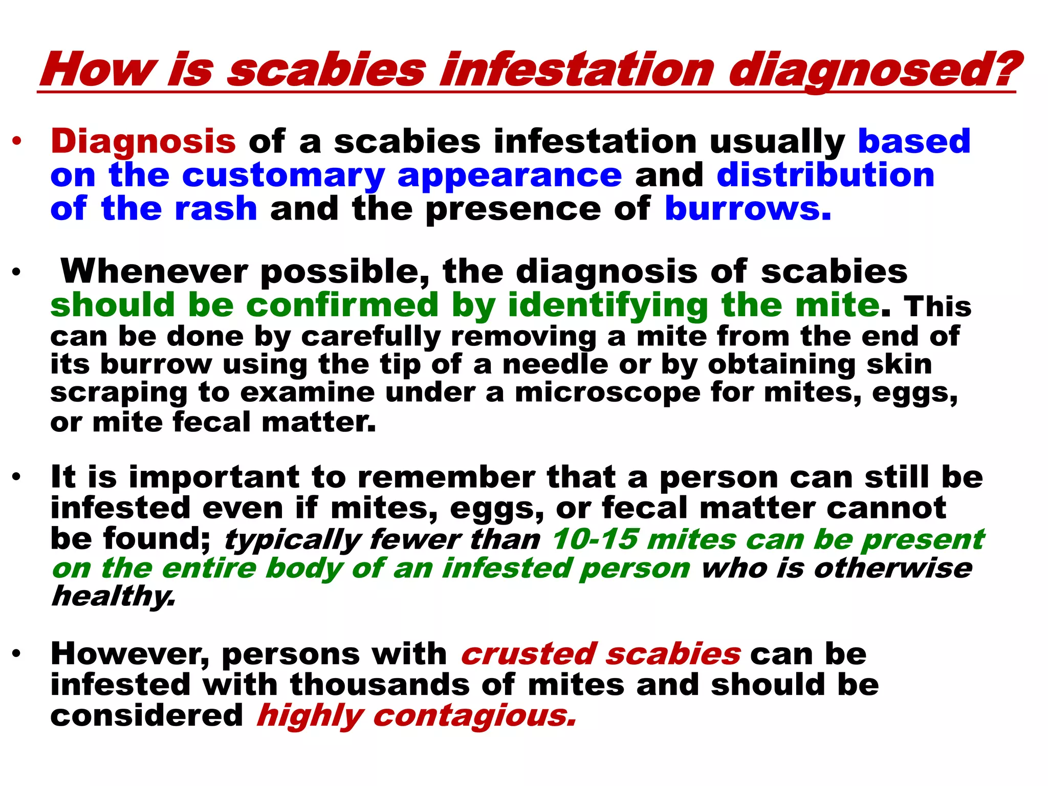 Scabies | PPTX | Skin and Dermatology | Diseases and Conditions