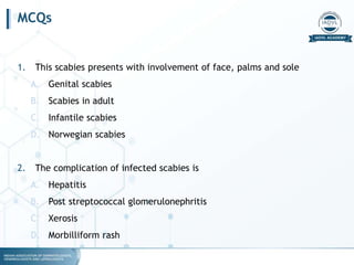 basics of diagnosis and treatment of scabies and pediculosis | PPTX