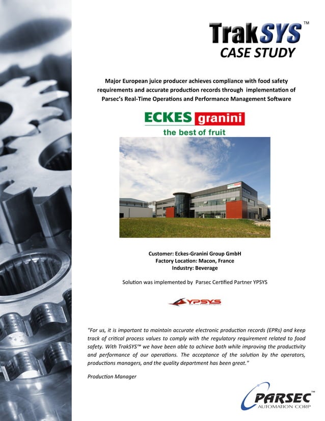 Scada And Performance Traksys Case Study Eckes Granini | PDF | Logistics | Business