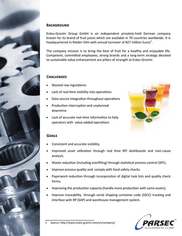 Scada And Performance Traksys Case Study Eckes Granini | PDF ...