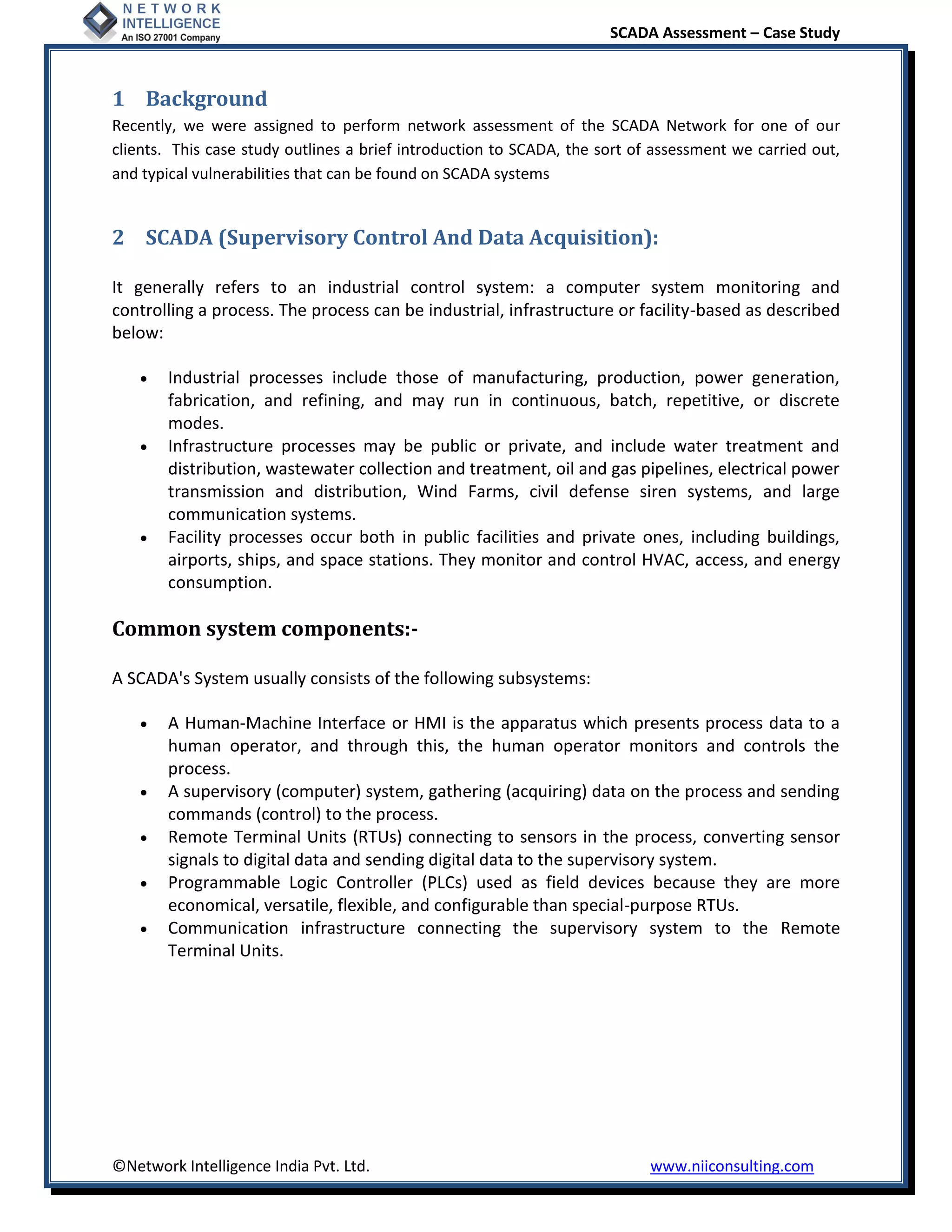 Scada assessment case study | PDF