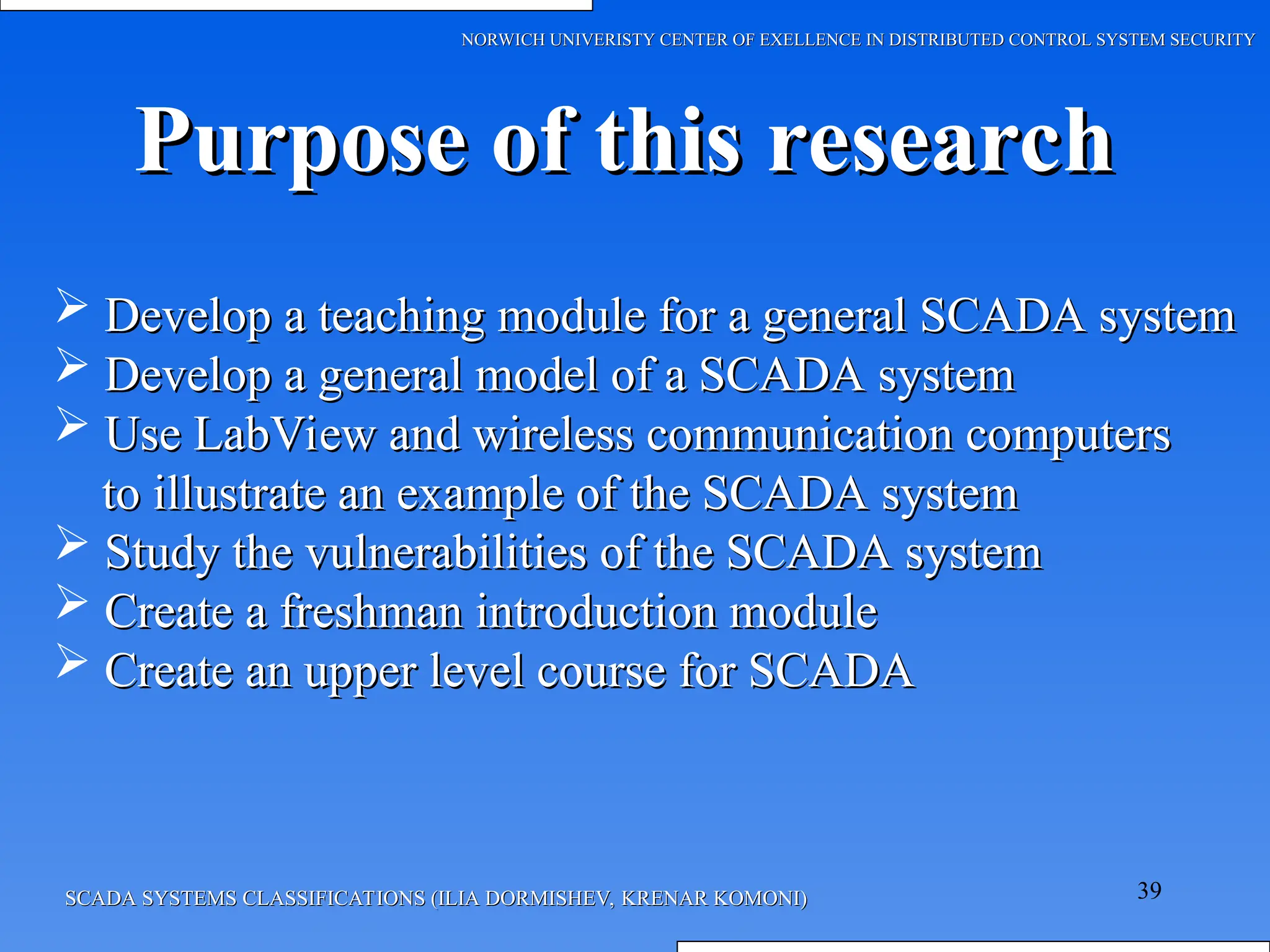 scada_classification based power point presentation | PPT