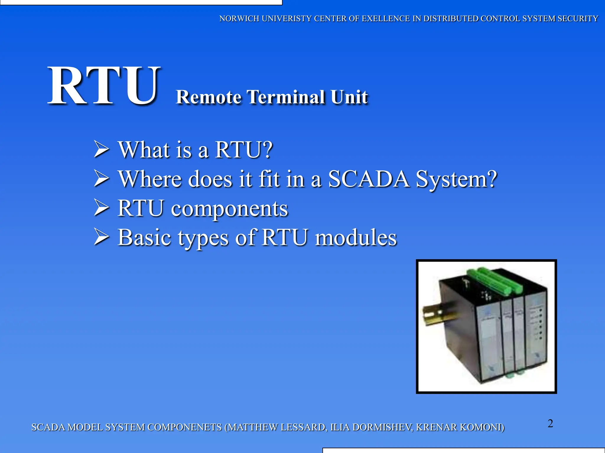 SCADA Model System Components PLC RTU Protocols | PPT