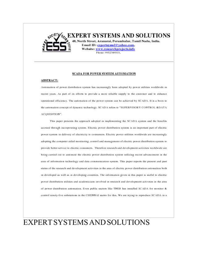 Scada for power system automation - Power Systems final year Project | PDF