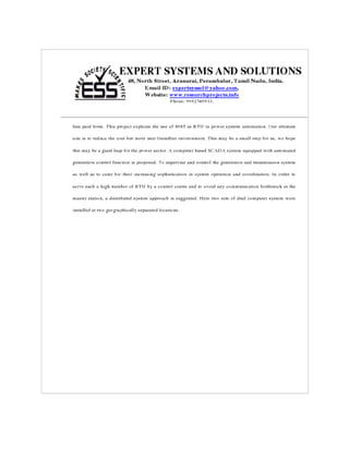 Scada for power system automation - Power Systems final year Project | PDF