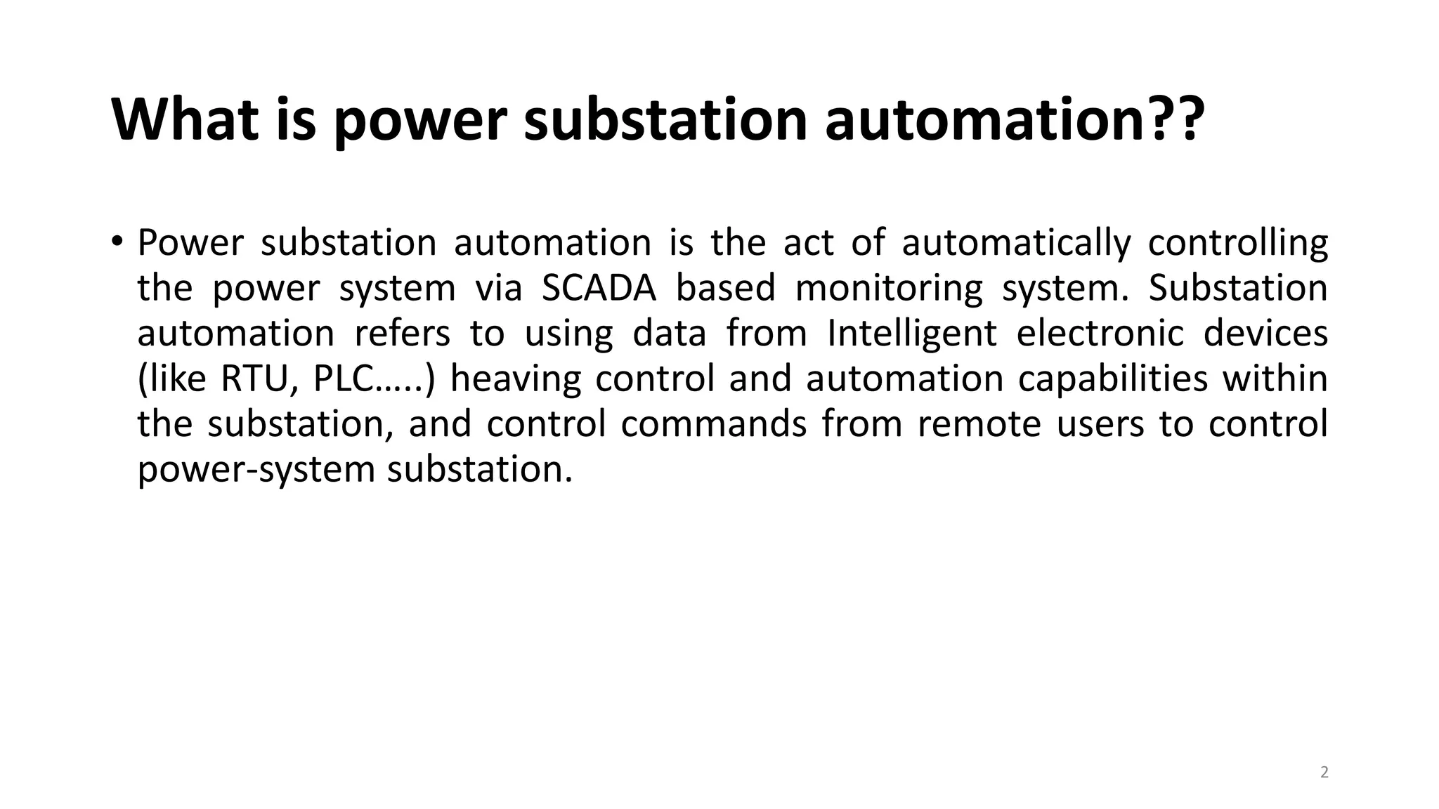 Scada substation automation prnsnt | PPTX