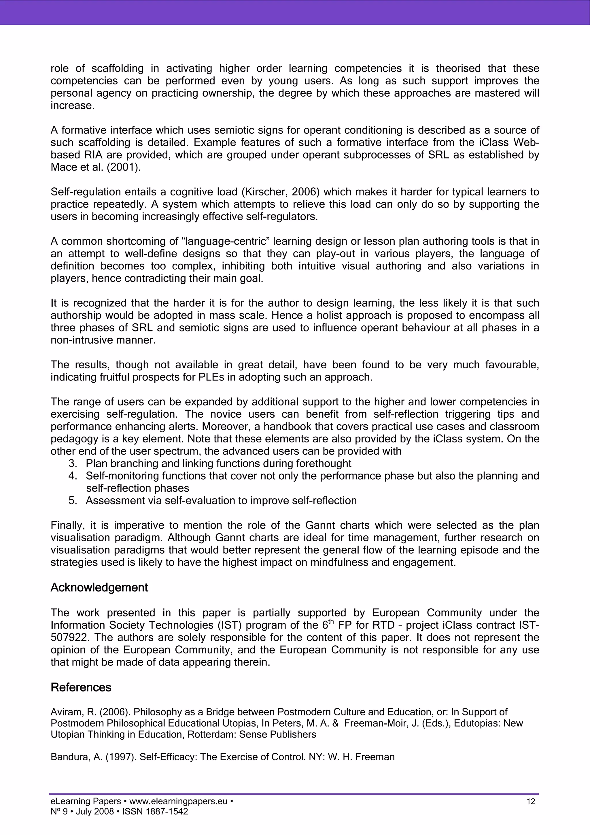 Formative Interfaces for Scaffolding Self-Regulated Learning in PLEs | PDF