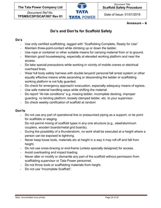 Scaffold safety Procedure | PDF