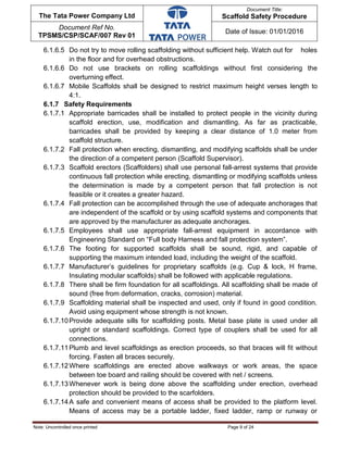 Scaffold safety Procedure | PDF