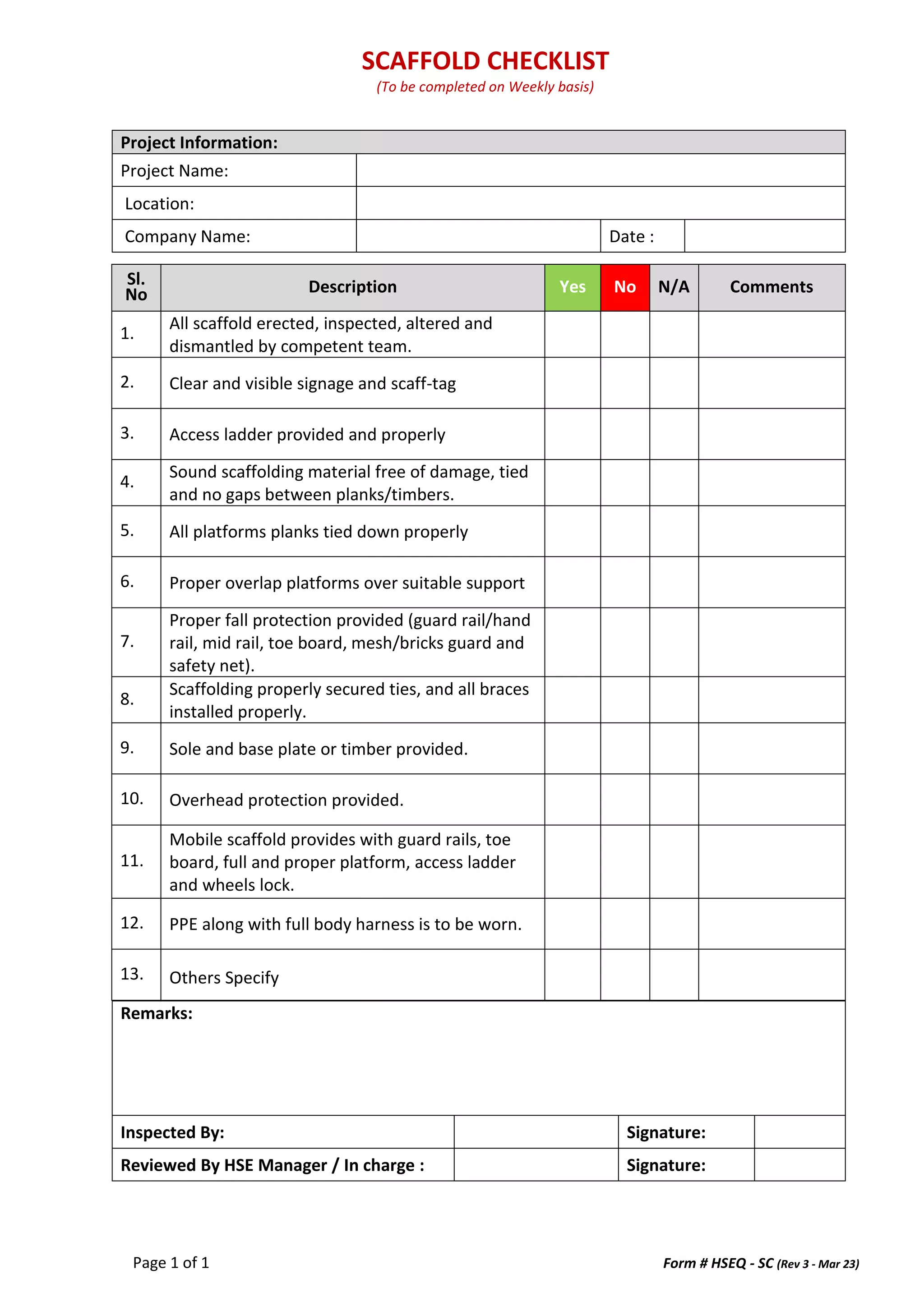 SCAFFOLD CHECKLIST Form # HSEQ - SC Rev 3 -.docx