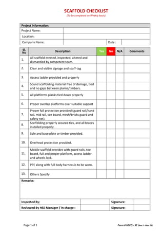 SCAFFOLD CHECKLIST Form # HSEQ - SC Rev 3 -.docx