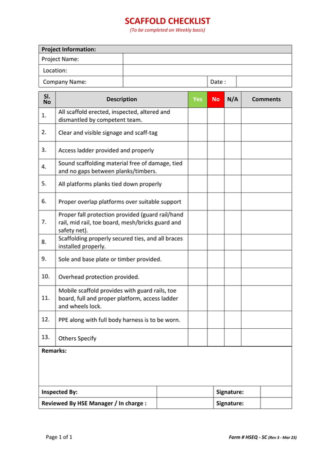 SCAFFOLD CHECKLIST Form # HSEQ - SC Rev 3 -.docx