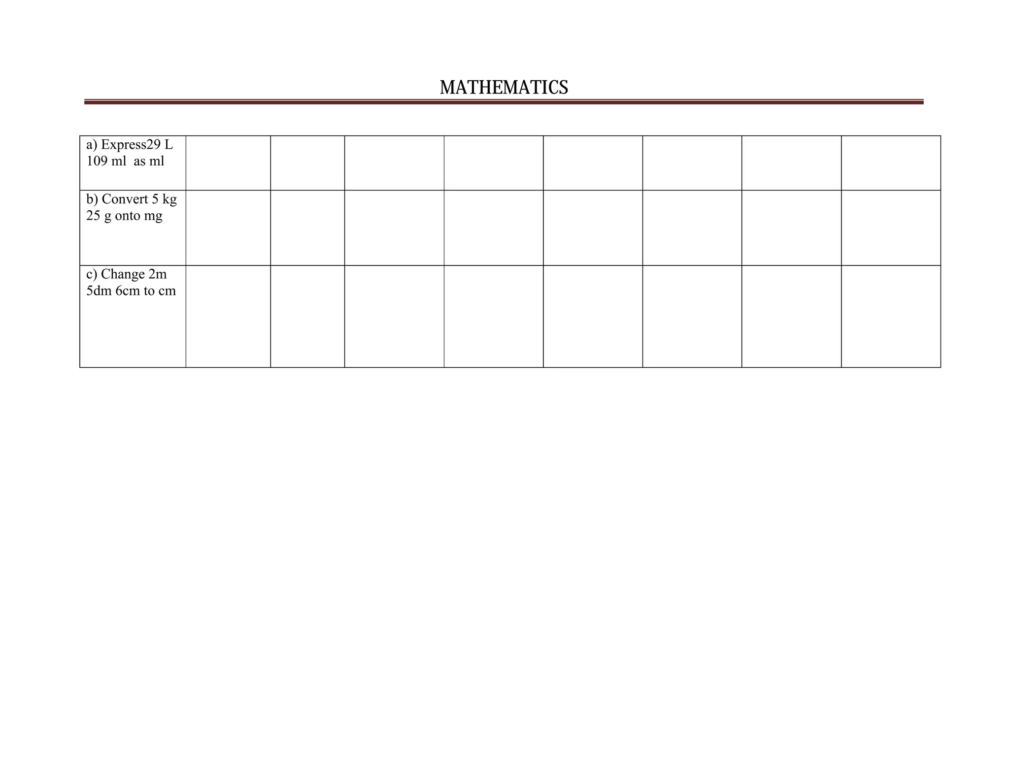 Scaffolded Maths Worksheet-Measurement | PDF
