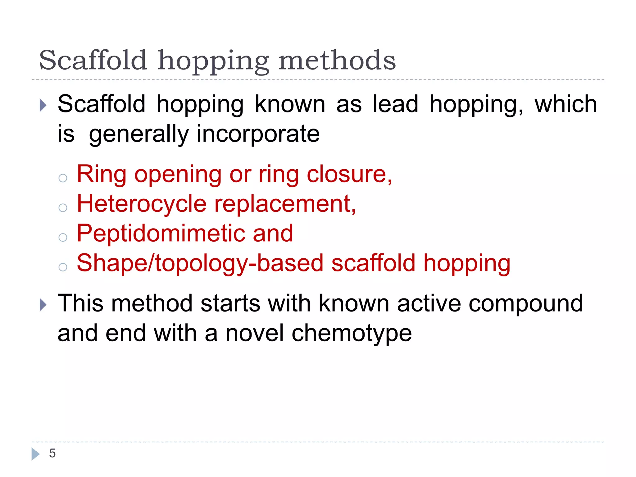 Scaffold hopping in drug development ppt | PPTX