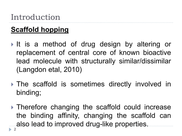 Scaffold hopping in drug development ppt | PPTX