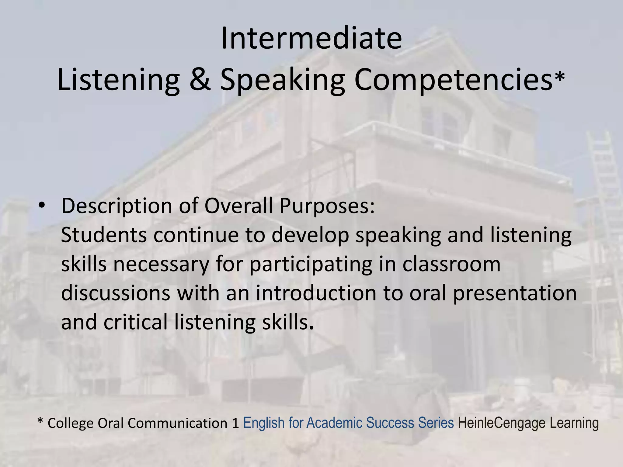 Scaffolding Learning in an Academic ESL Listening-Speaking Class | PPTX ...