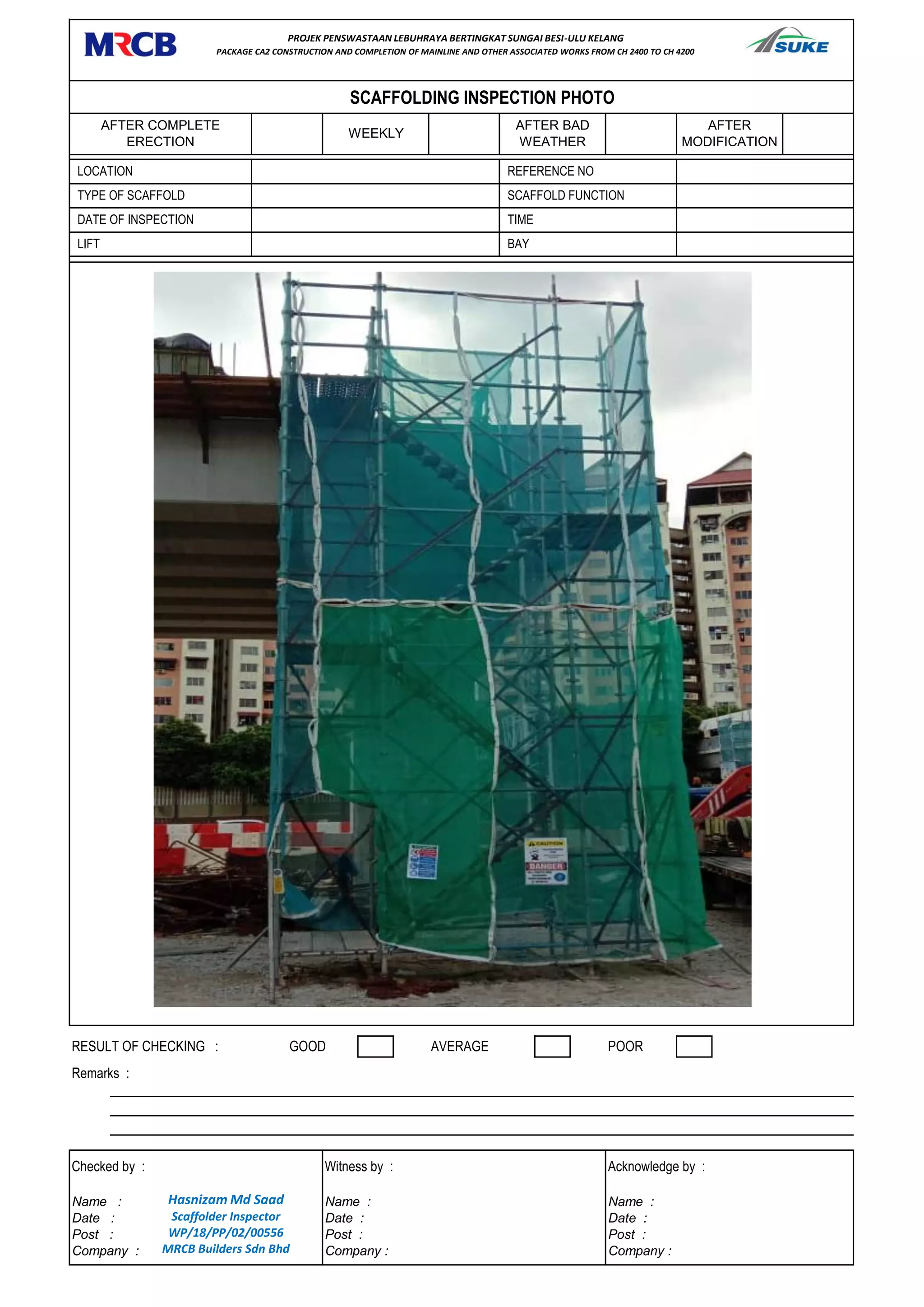Scaffolding Inspection Photo | PDF