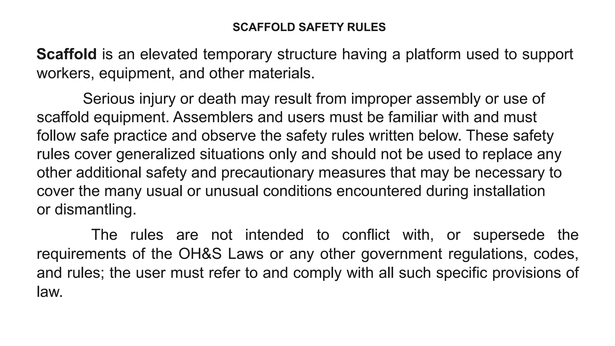 Scaffold Safety Rules.pptx Grade 9 capentry | PPTX