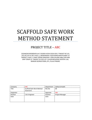 Scaffold safe work method statement | PDF