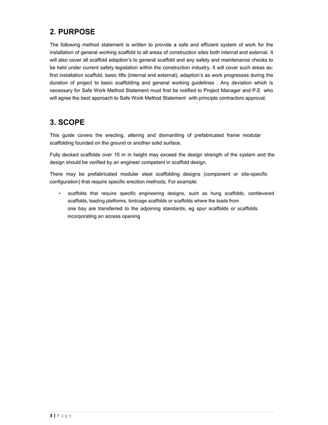 Scaffold safe work method statement | PDF | Resume Writing and Advice ...