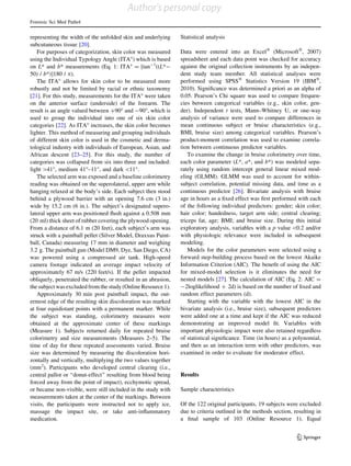 Evaluating change in bruise colorimetry and the effect of subject ...