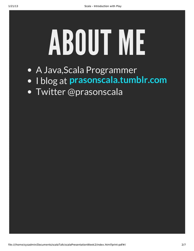 Scala Introduction with play - for my CSS nerds | PDF