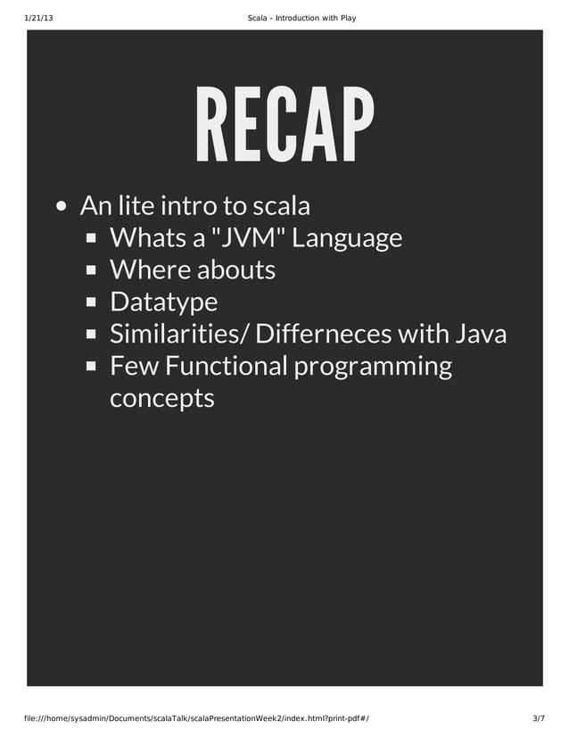 Scala Introduction with play - for my CSS nerds | PDF