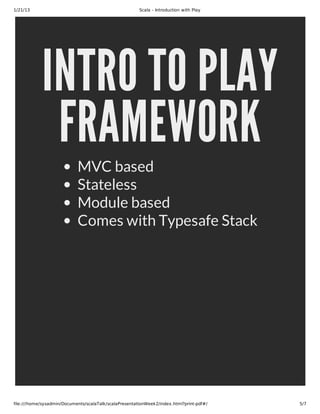 Scala Introduction with play - for my CSS nerds | PDF