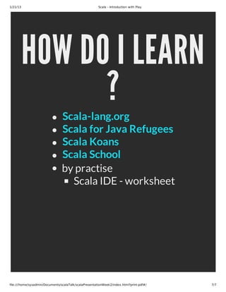 Scala Introduction with play - for my CSS nerds | PDF