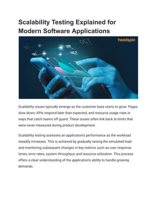 Scalability Testing Explained for Modern Software Applications | PDF