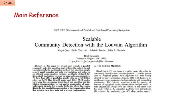 Scalable Community Detection With The Louvain Algorithm Pptx