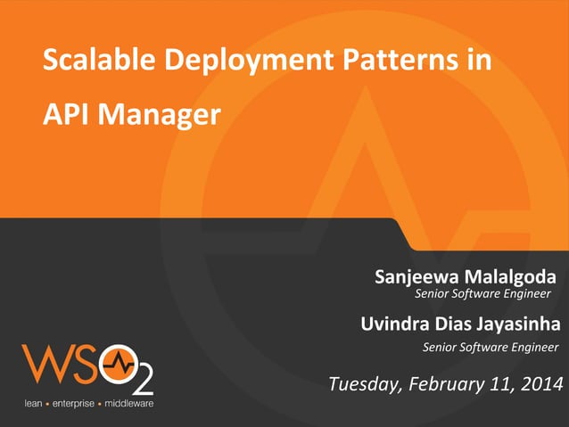 Scalable Deployment Patterns in WSO2 API Manager | PPT
