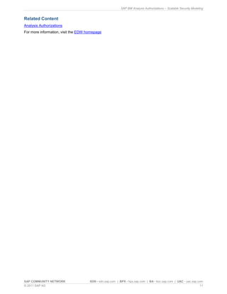 Scalable security modeling sap bw analysis authorizations | PDF