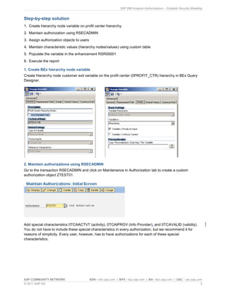 Scalable security modeling sap bw analysis authorizations | PDF