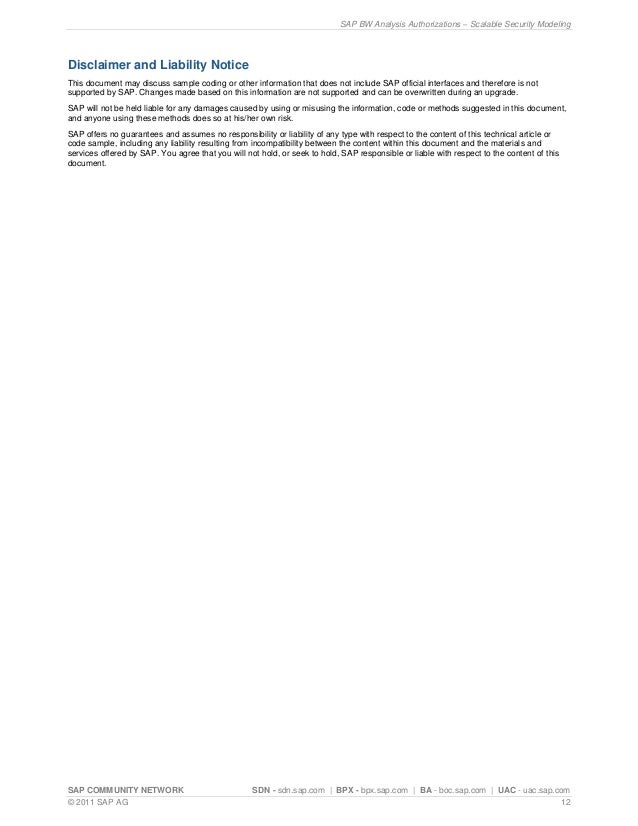 Scalable Security Modeling Sap Bw Analysis Authorizations