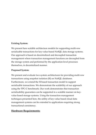 Scalable transaction management with snapshot isolation for no sql data storage systems | PDF ...