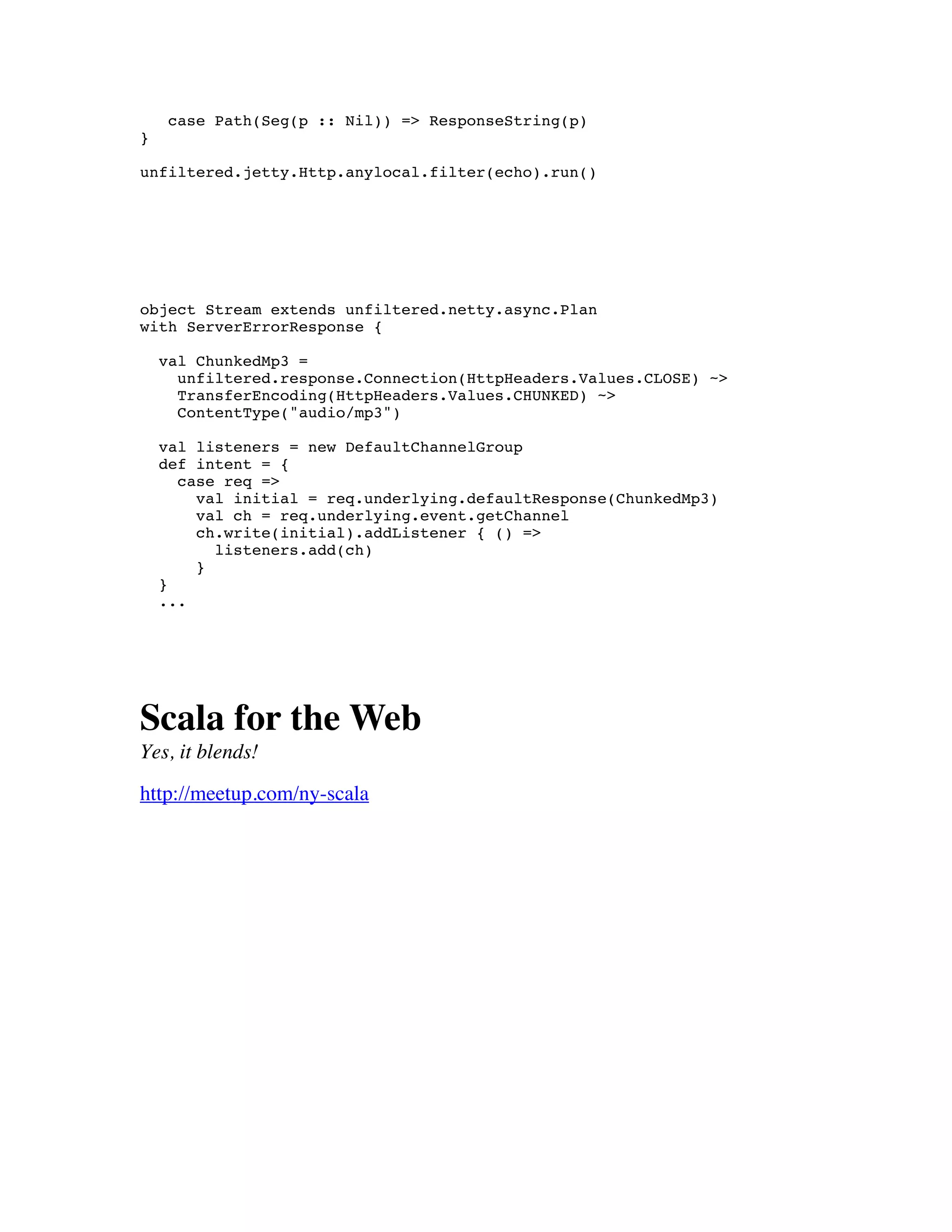 Scala for the web Lightning Talk | PDF