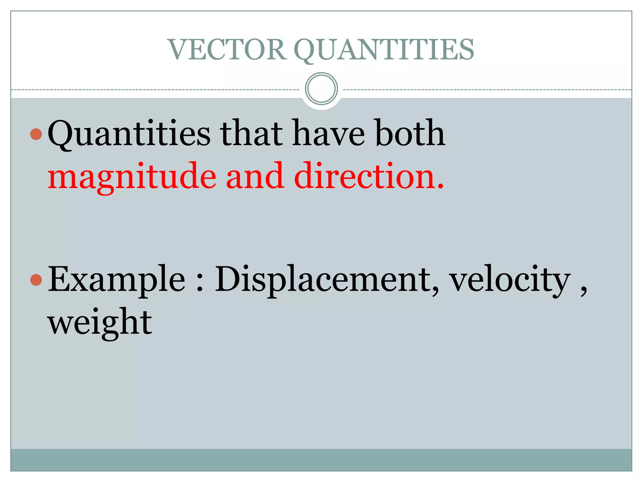 Scalar and vector quantities | PPTX | Physics | Science